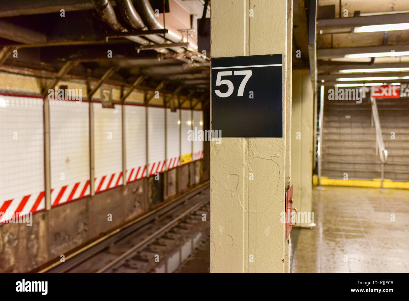 NEW YORK, NEW YORK - FEBRUARY 21, 2015: 57th Street MTA Subway Station ...