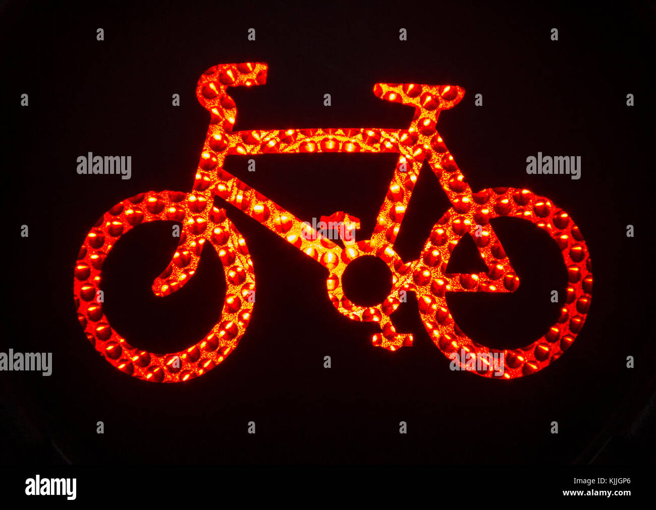 London, England, November 2017, Red traffic light for bikes ...
