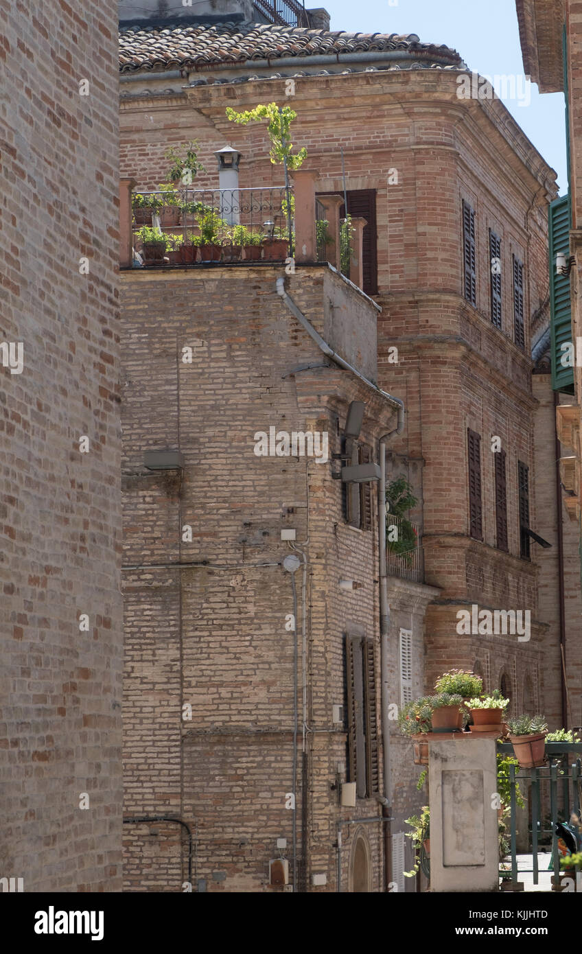Montefano (Macerata, Marches, Italy), old building in the historic town ...
