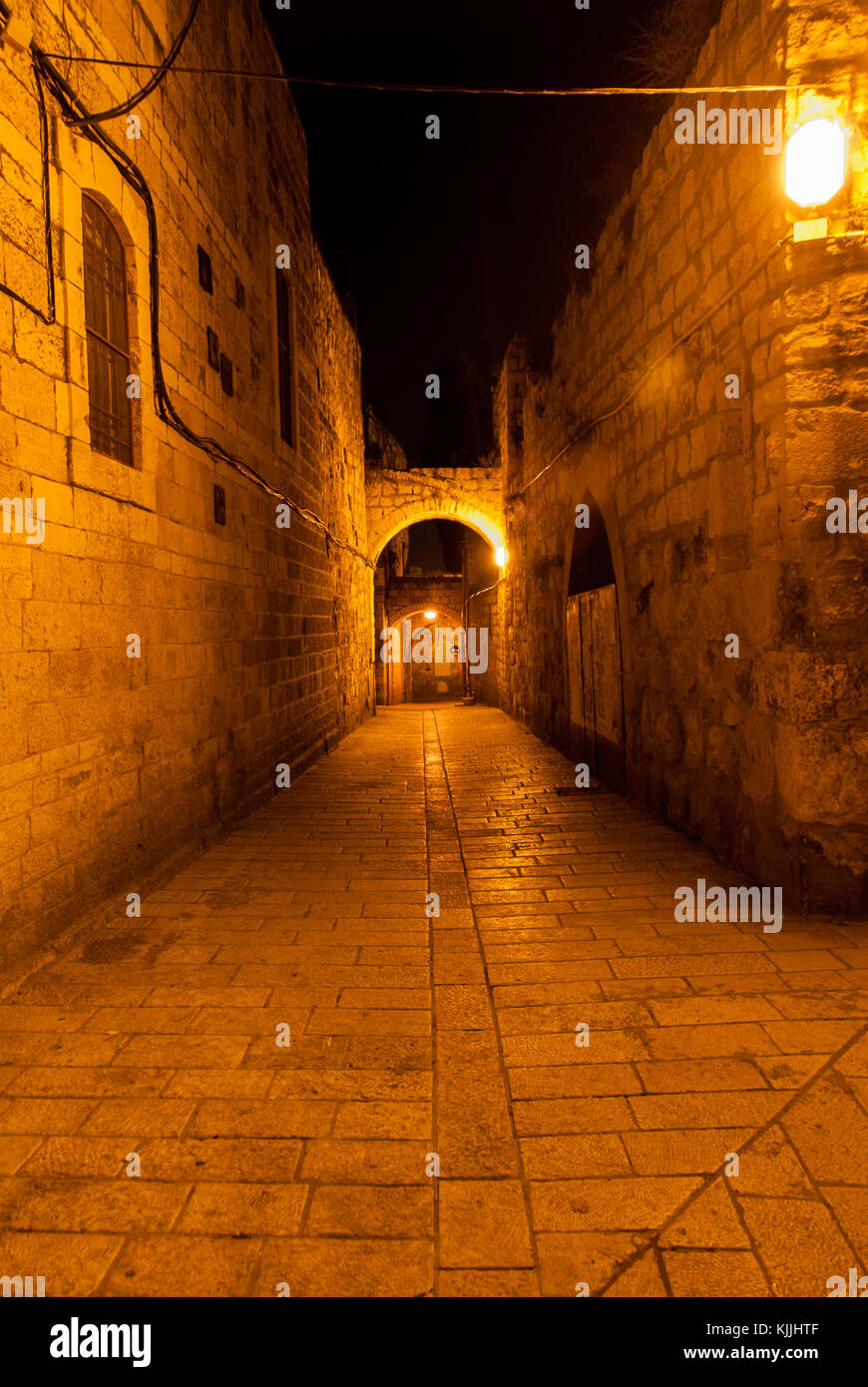 Jewish Quarter Streets on Jerusalem Old City at night Stock Photo - Alamy