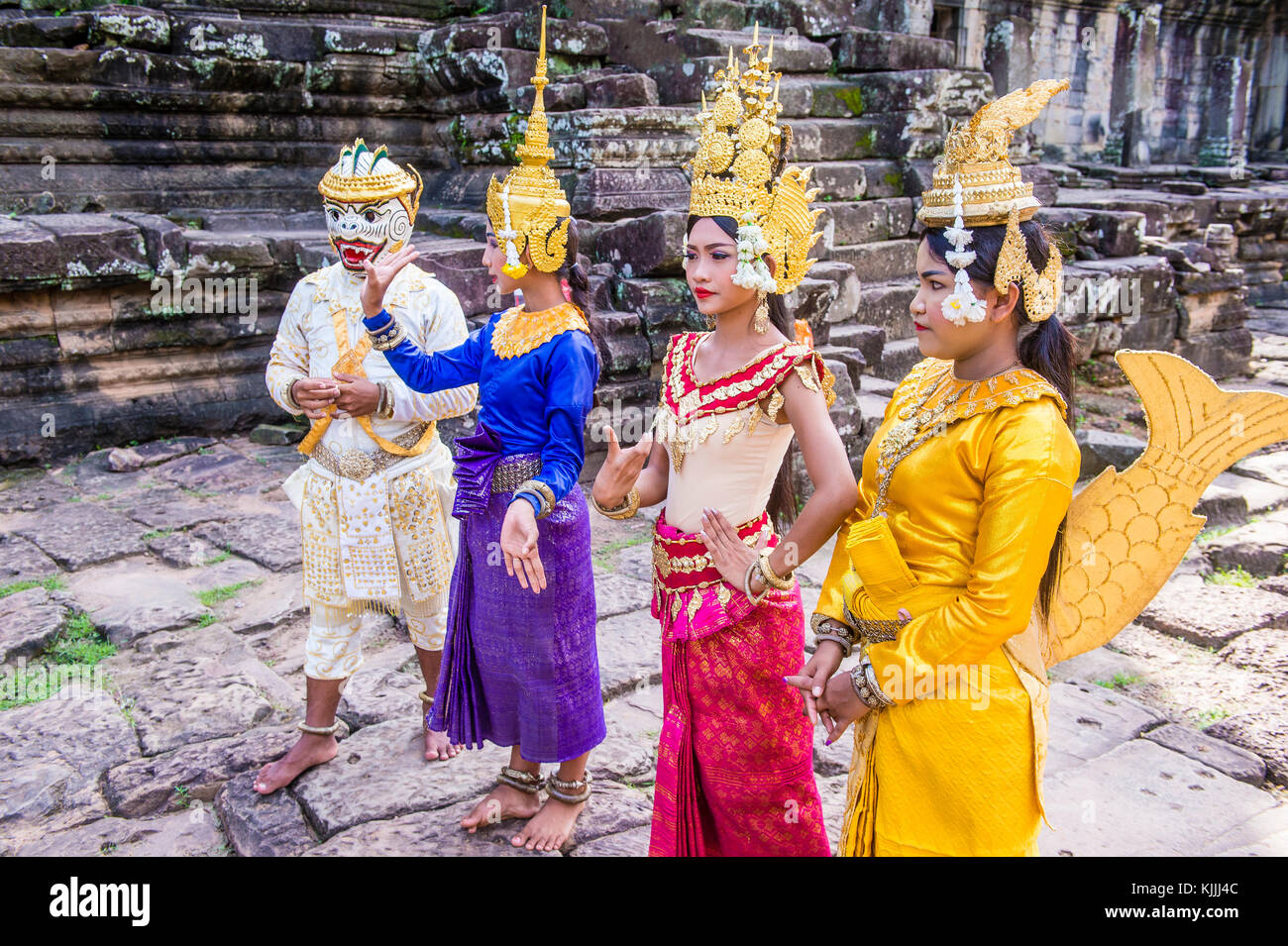 Young Women In Costumes Of The Traditional Khmer Dance