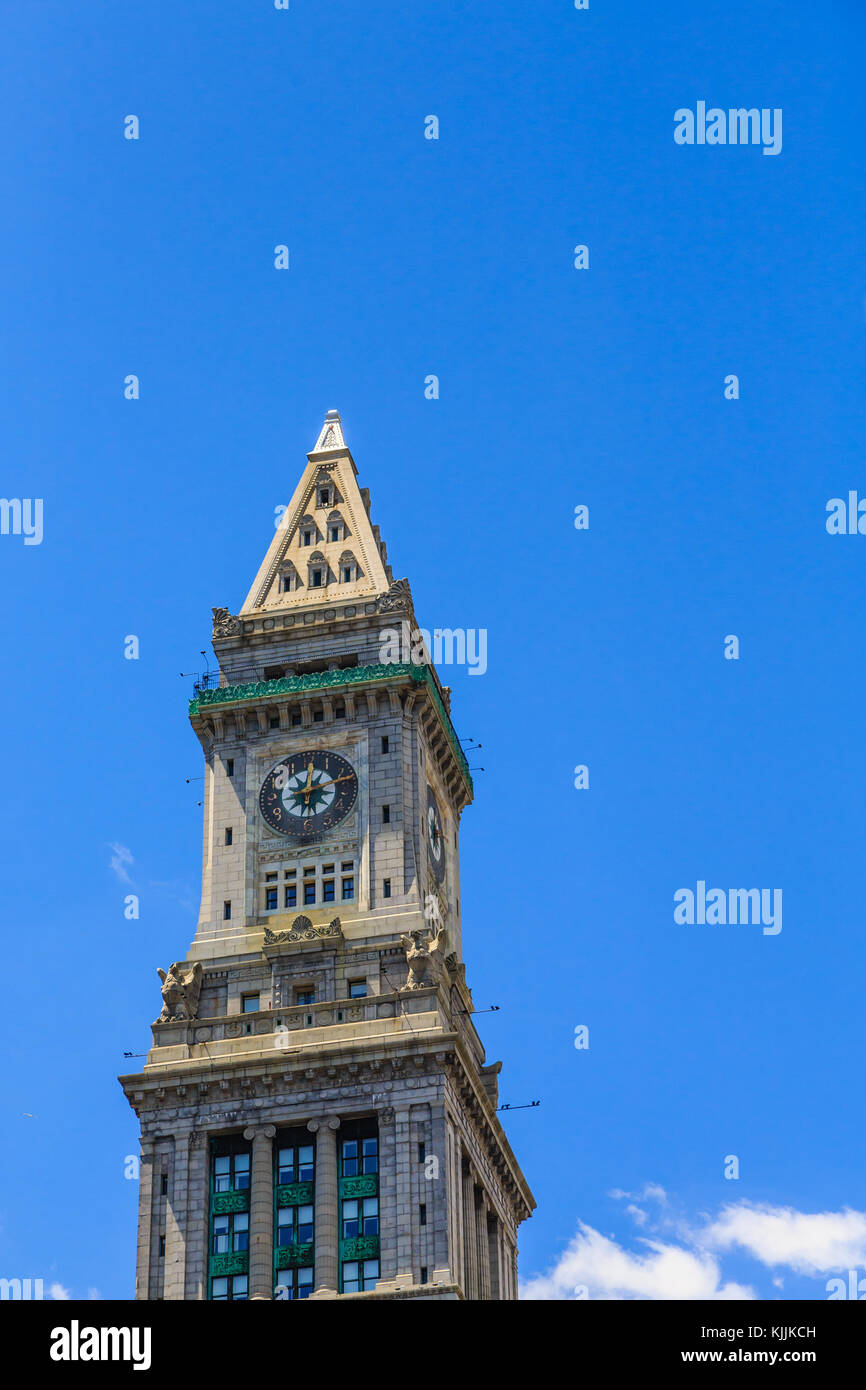 Iconic on Clock Tower in Boston Skyline Stock Photo - Alamy
