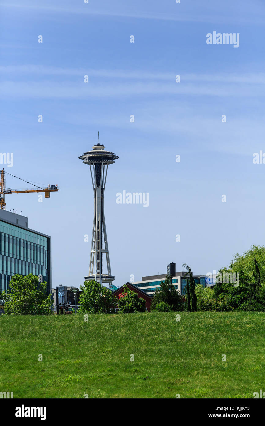 A Seattle Tower by Construction from Distance Stock Photo - Alamy