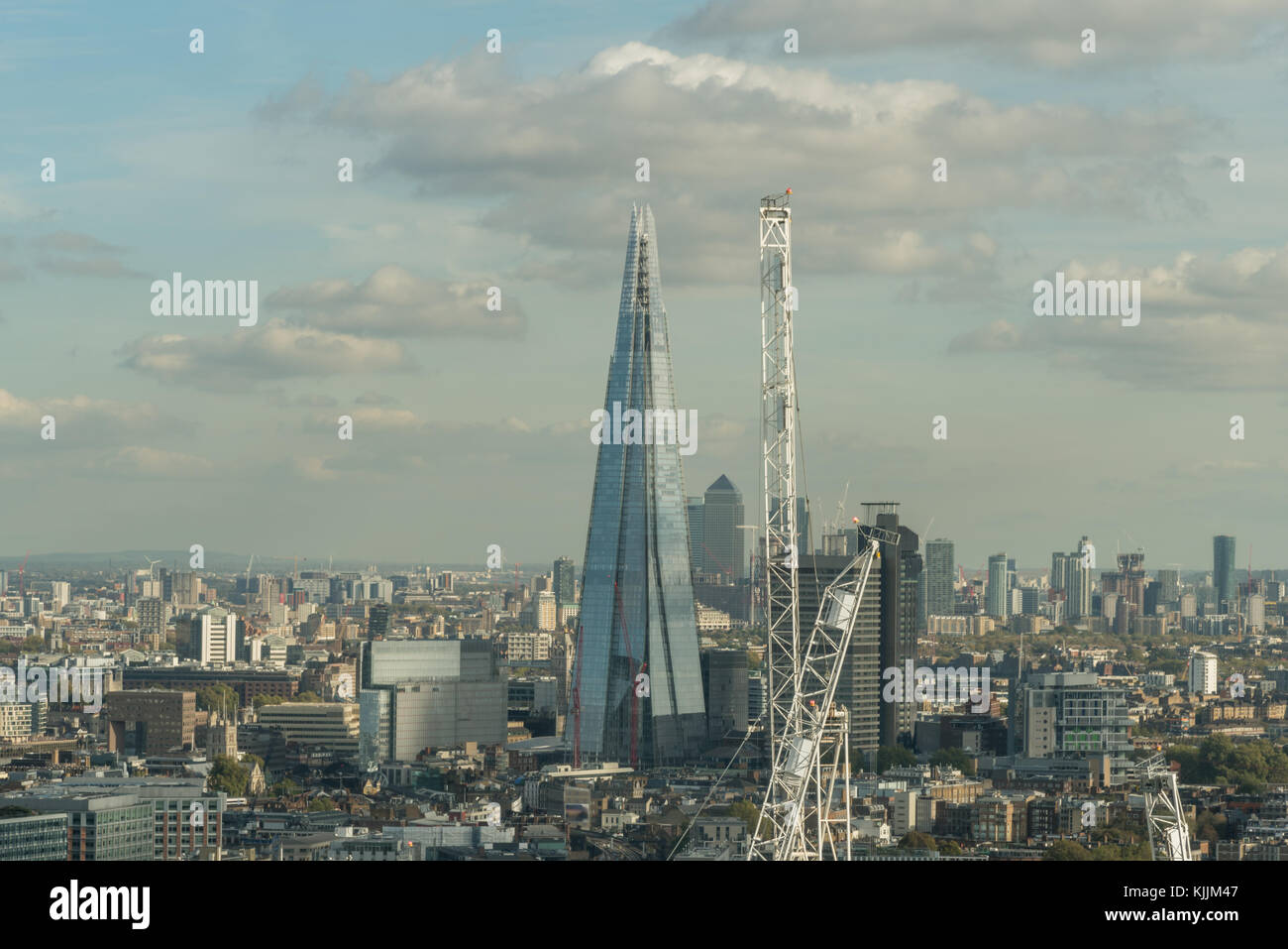 Aerial view of the Shard and south east London in late October Stock ...