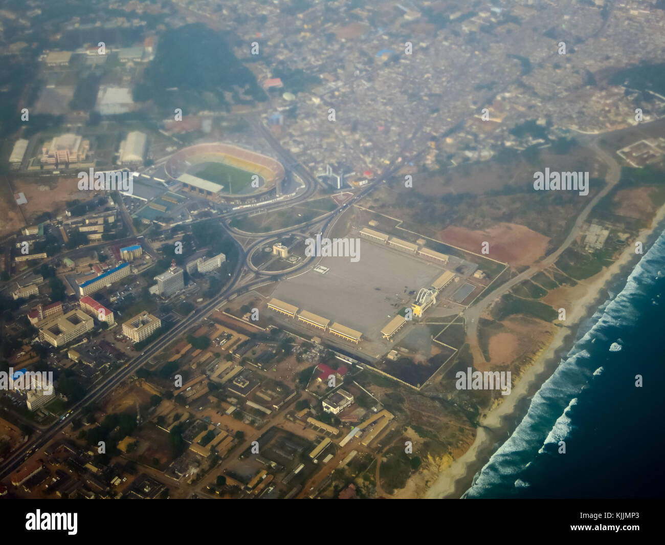 Aerial View of Independence Square, Independence Arch and Accra Sports ...