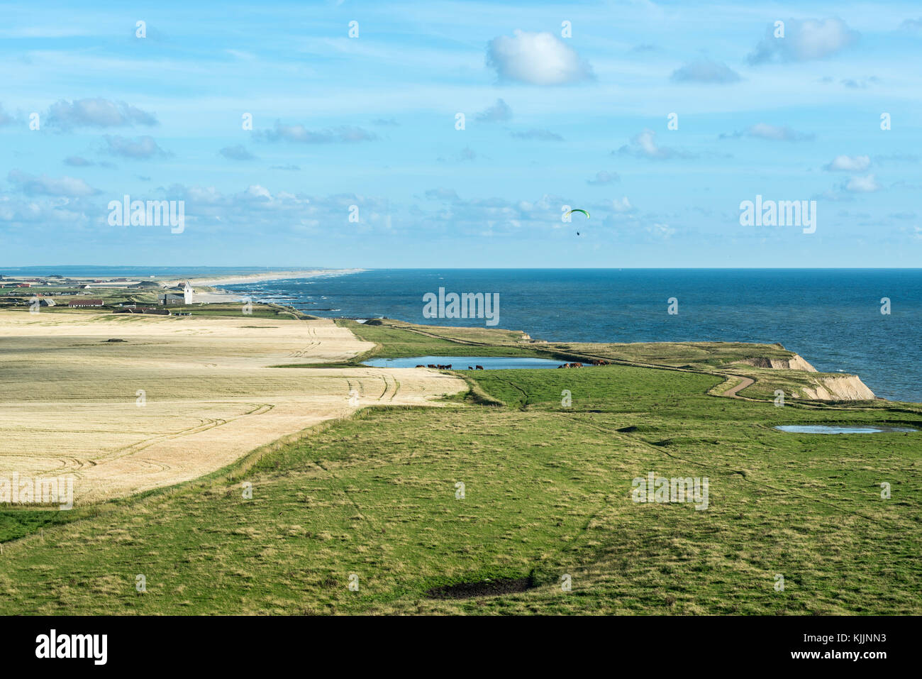 Denmark, Lemvig, coastal landscape as seen from Bovbjerg Fyr Stock ...