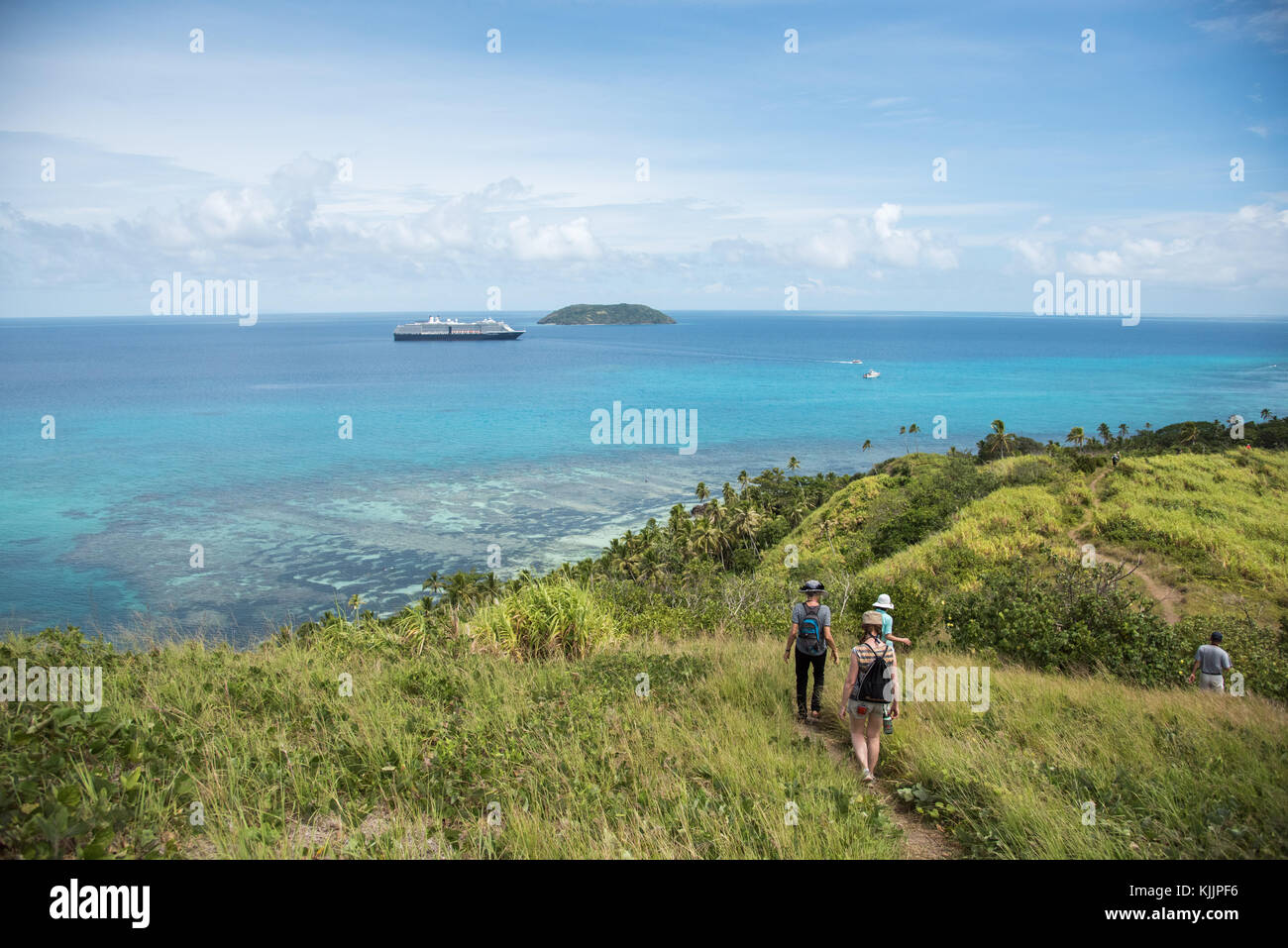 DRAVUNI ISLAND, FIJI, PACIFIC ISLANDS-NOVEMBER 29,2016: Cruise ship ...