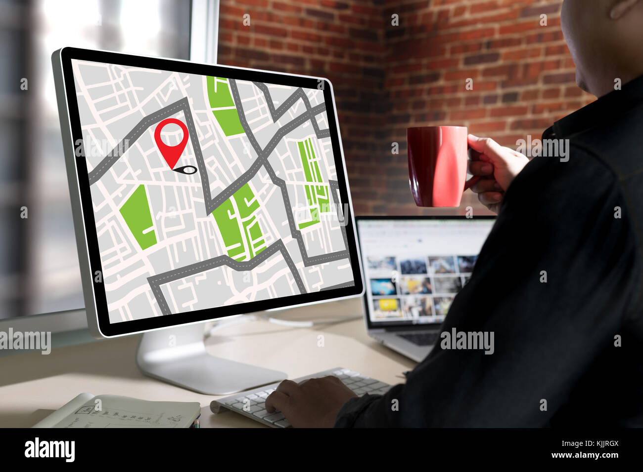 GPS Map to Route Destination network connection Location Street Map ...