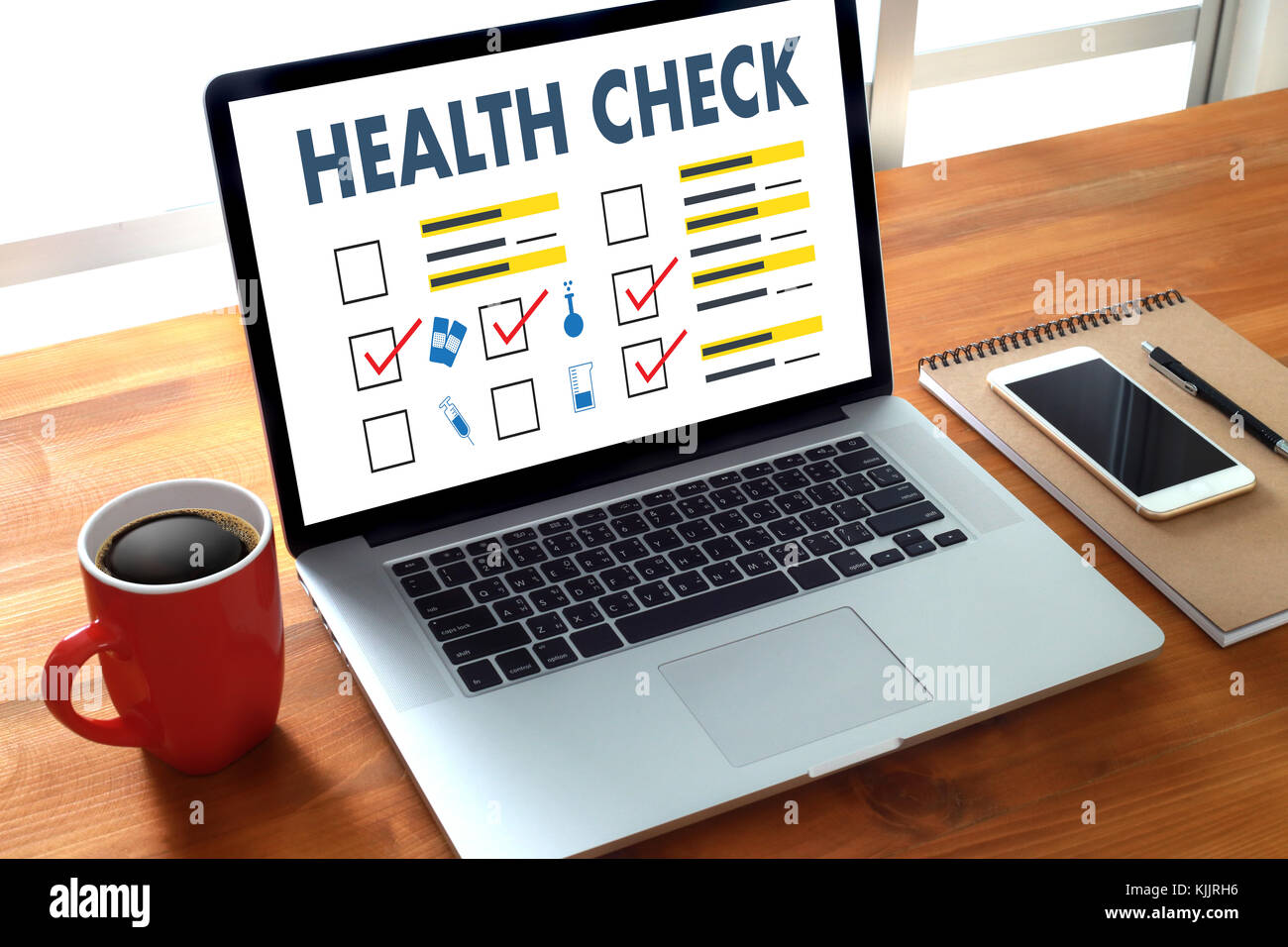 Digital HEALTH CHECK Concept working with computer interface as medical ...