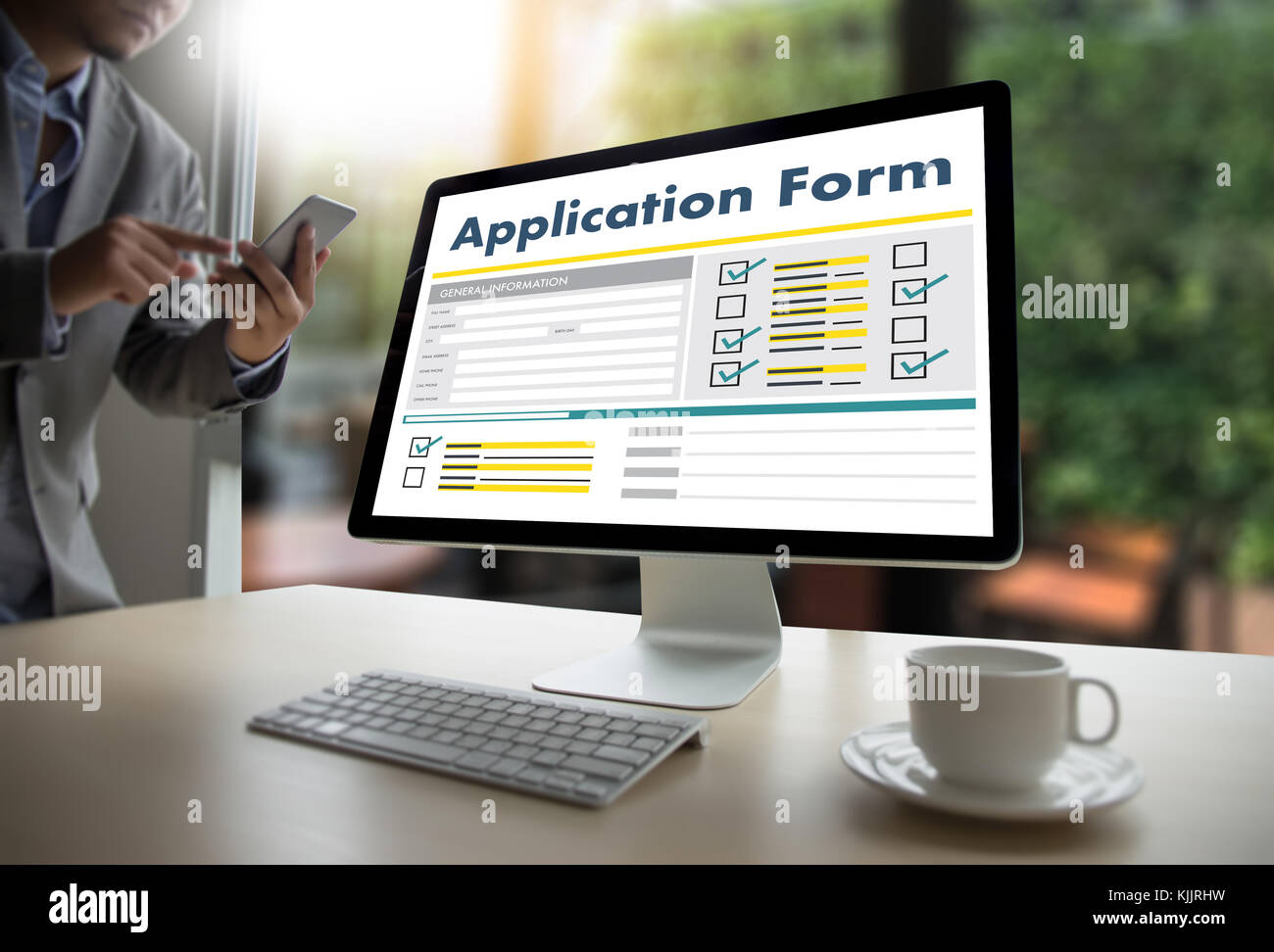 business man working on laptop computer use Online Web Job Application ...