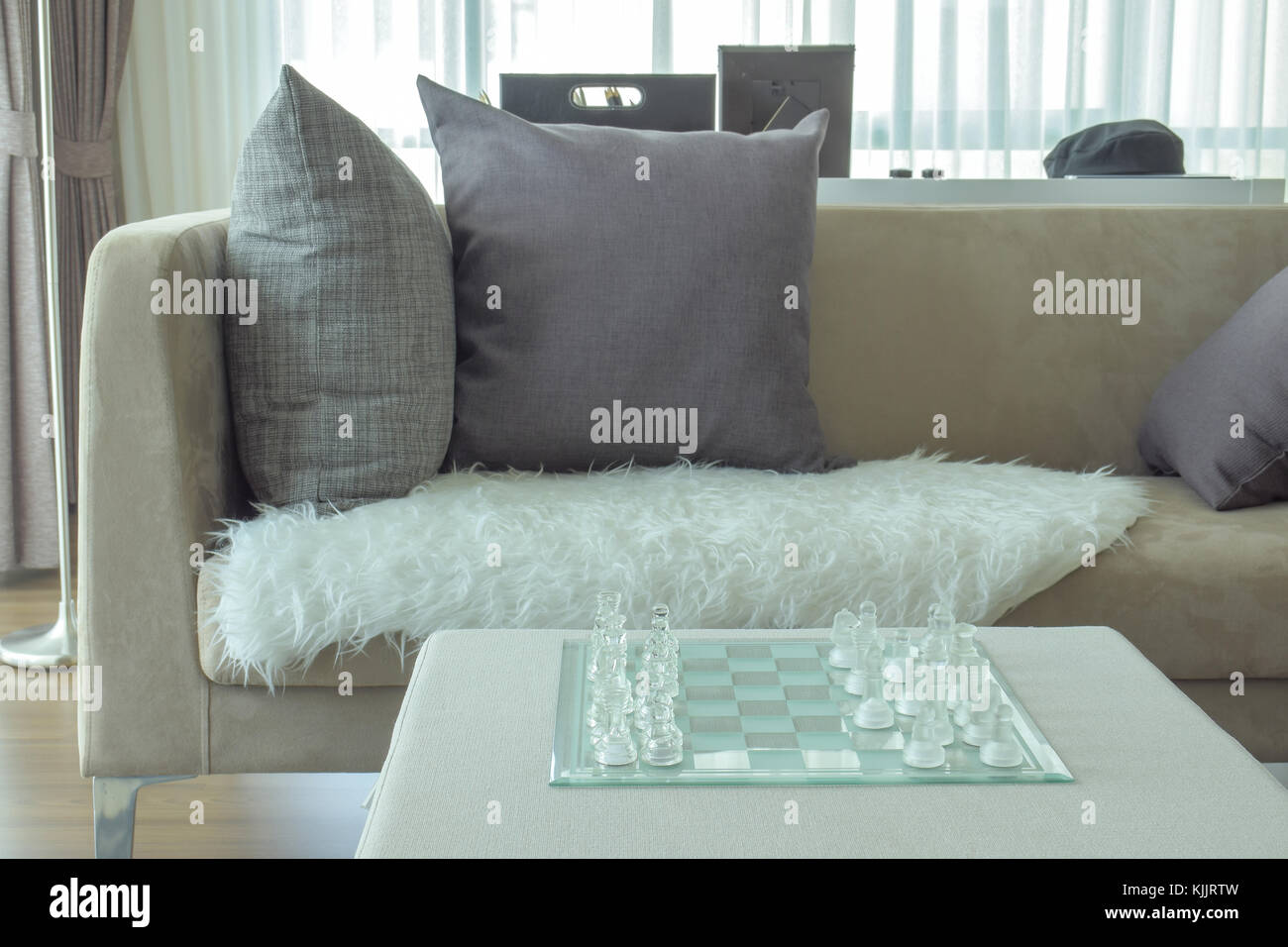 Crystal chess in the living room Stock Photo - Alamy