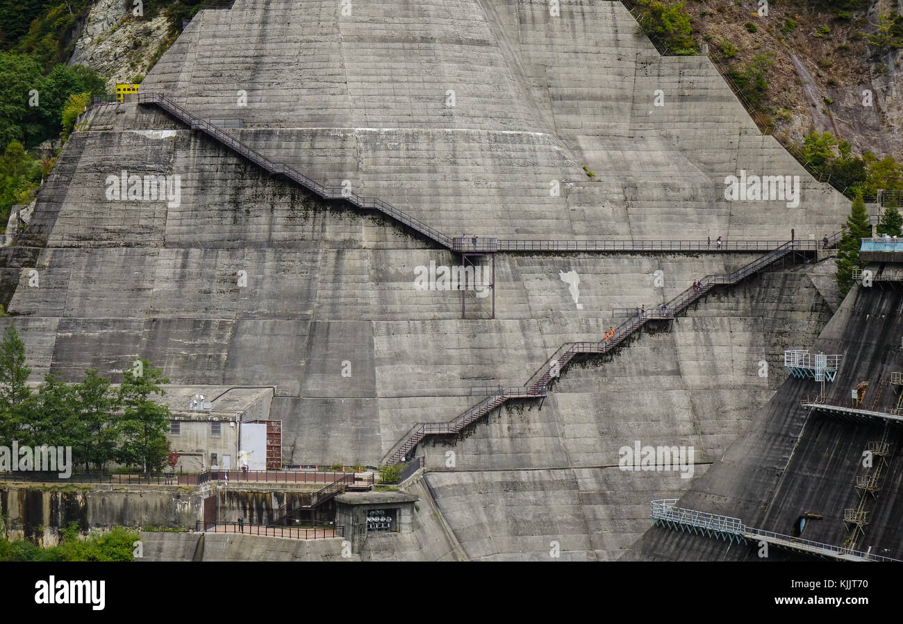 People visit Kurobe Dam in Toyama, Japan. The Kurobe Dam is Japan ...