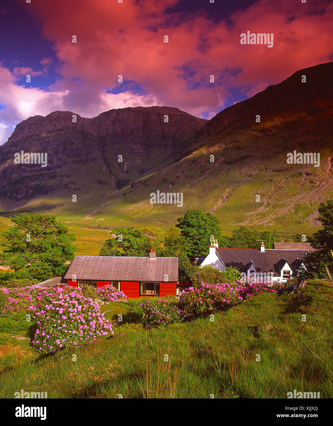Spectacular summer view from the pass of Glencoe looking towards the ...