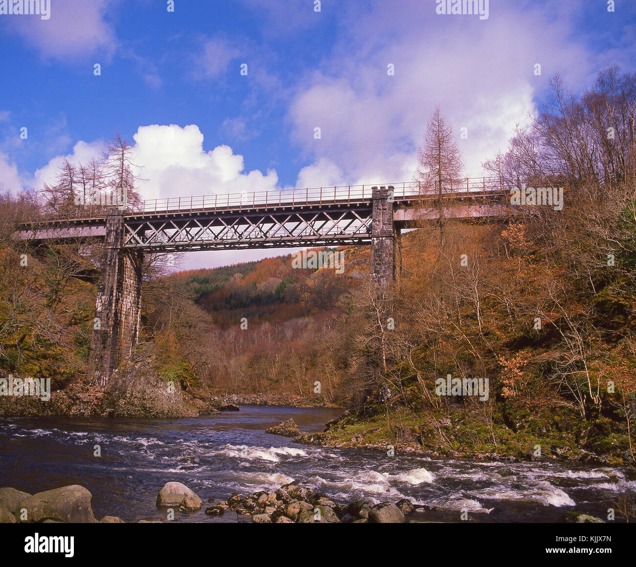 The lovely rail viaduct crossing the River Awe which is in flood ...
