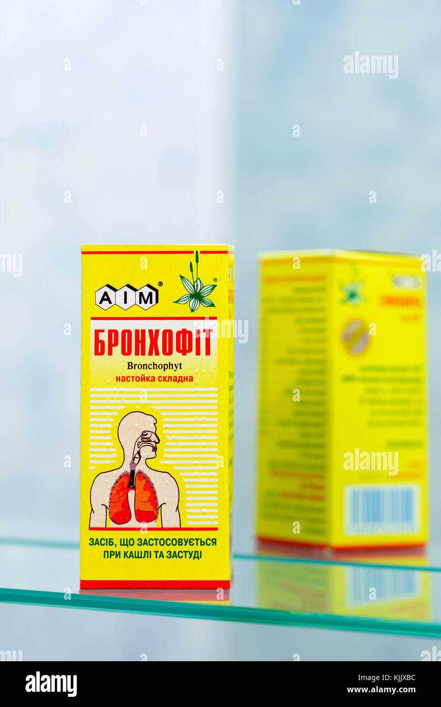 Kiev/Ukraine - August 27, 2017 - Bronchophyt promotes the expectoration ...