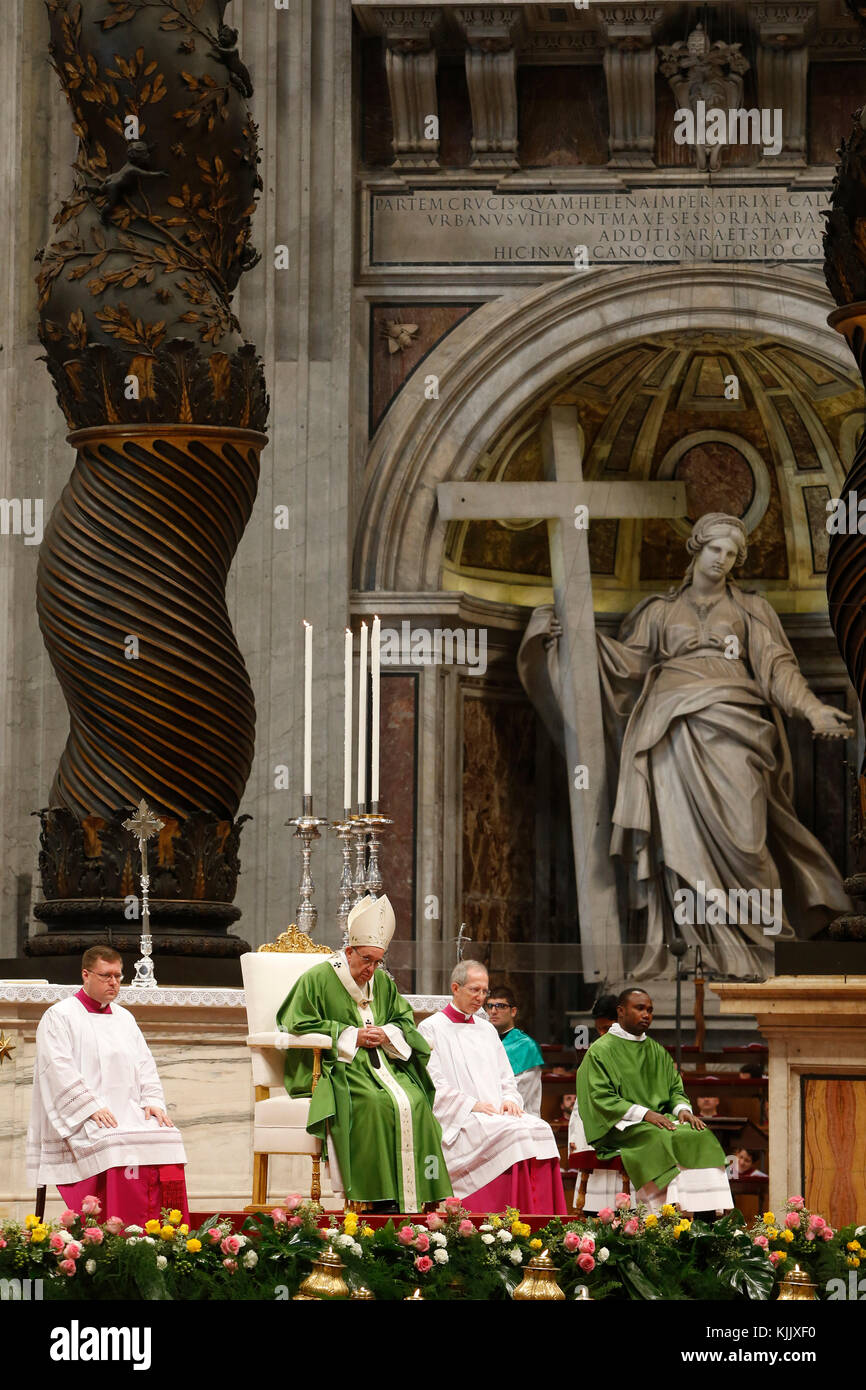 Pope Francesco celebrating mass in Saint Peter's basilica, Rome. Italy ...