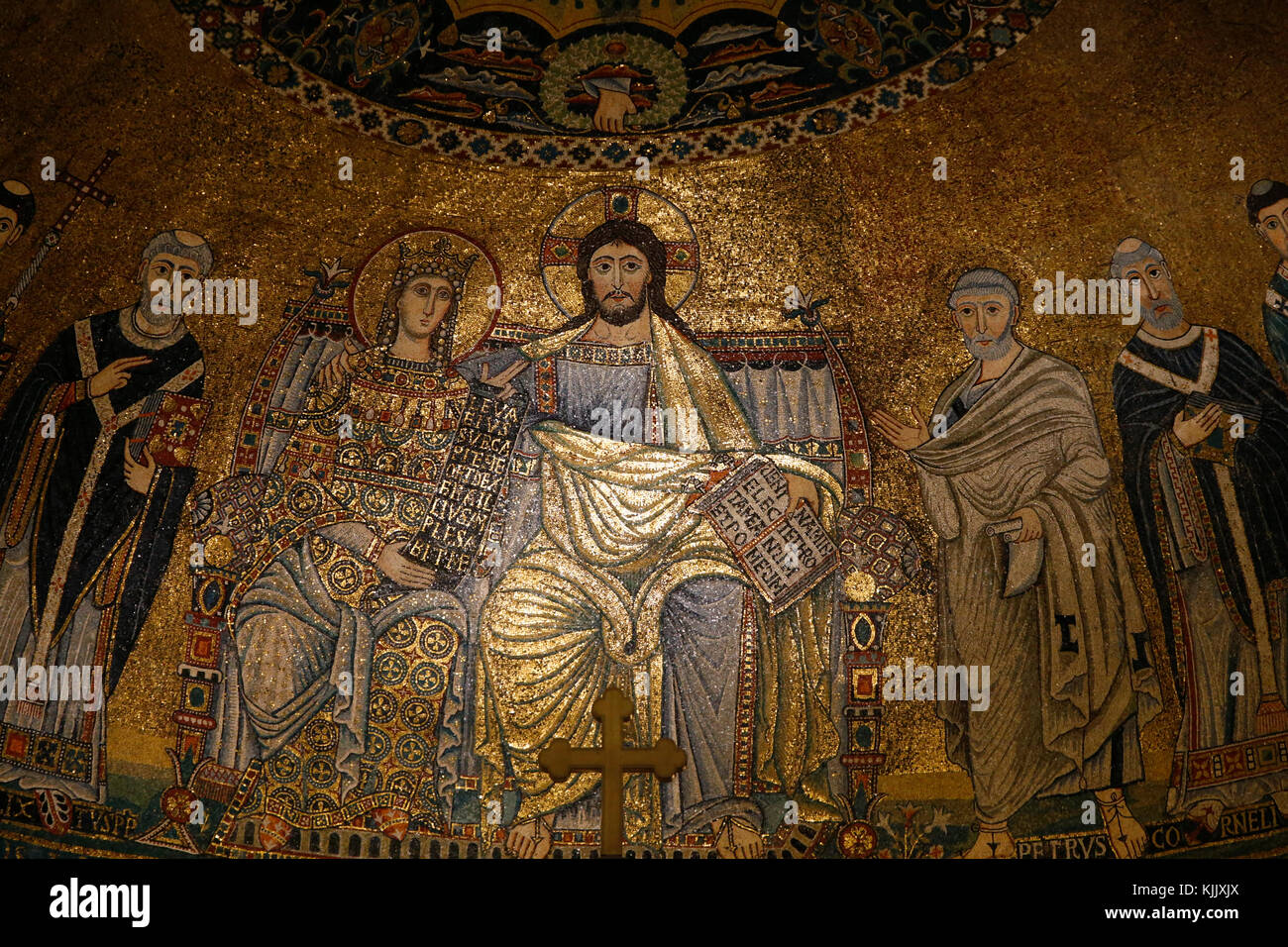Santa Maria in Trastevere basilica, Rome. Detail of the 13th-century mosaics in the apse. Italy ...