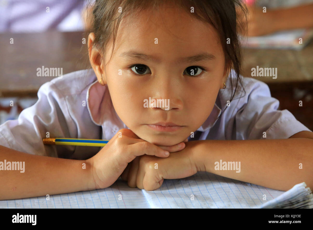 Laotian schoolgirl. Portrait. Elementary school. Laos Stock Photo - Alamy