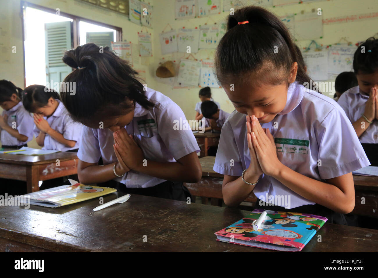 Elementary school. Schoolchildren in classroom. Laos Stock Photo - Alamy