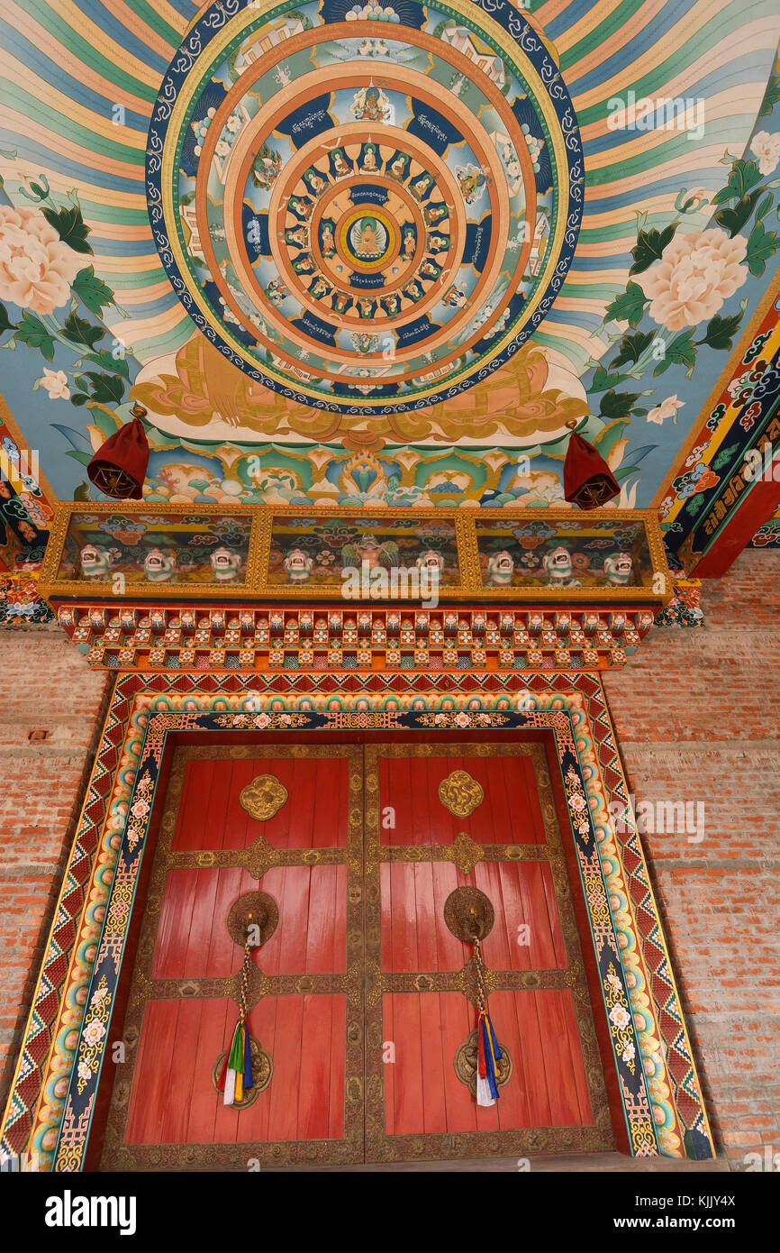 Jamgon Kongtrul monastery on Pullahari hill, Bodnath. Nepal Stock Photo ...