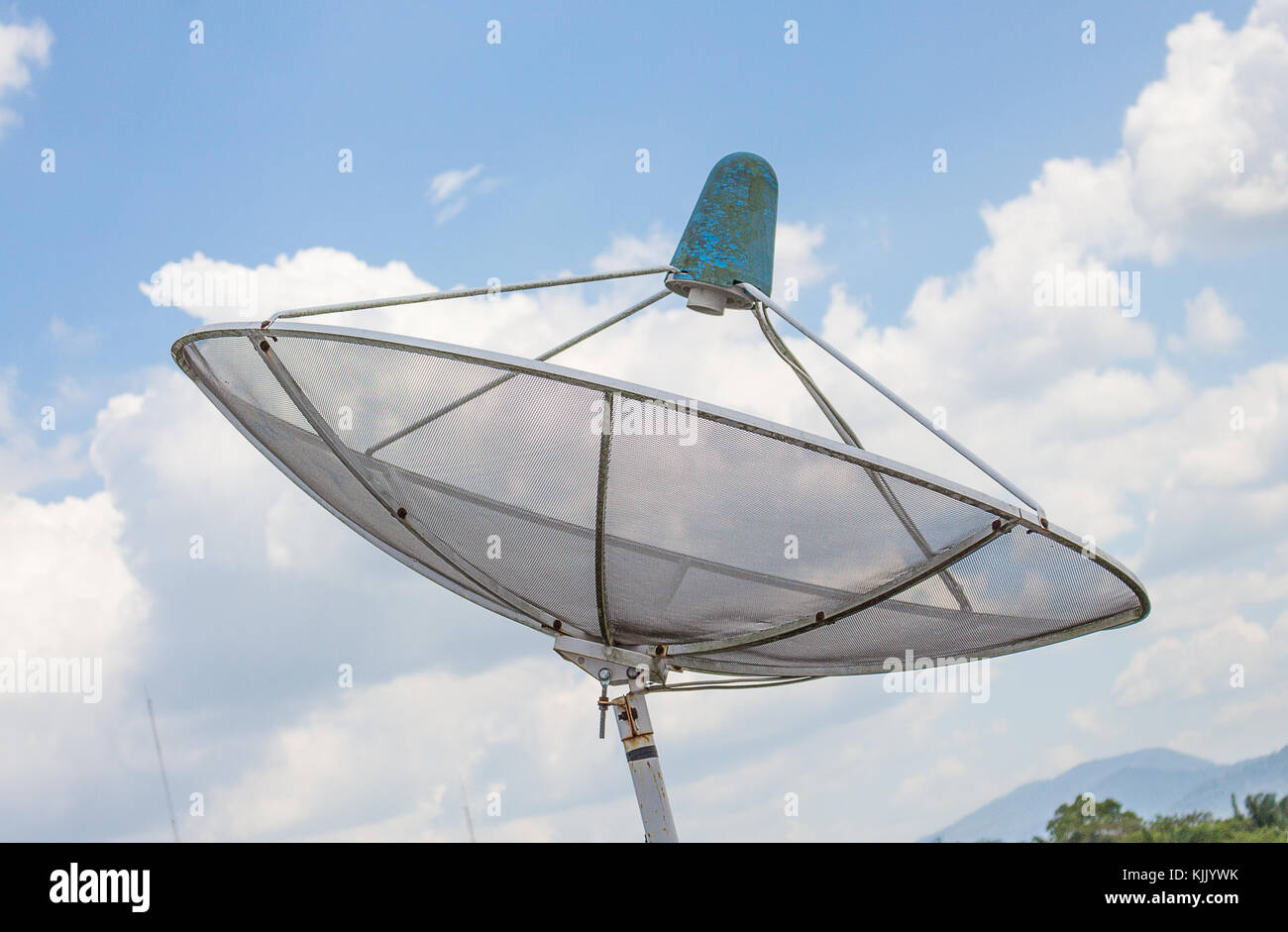 Satellite dish and sky background Stock Photo - Alamy