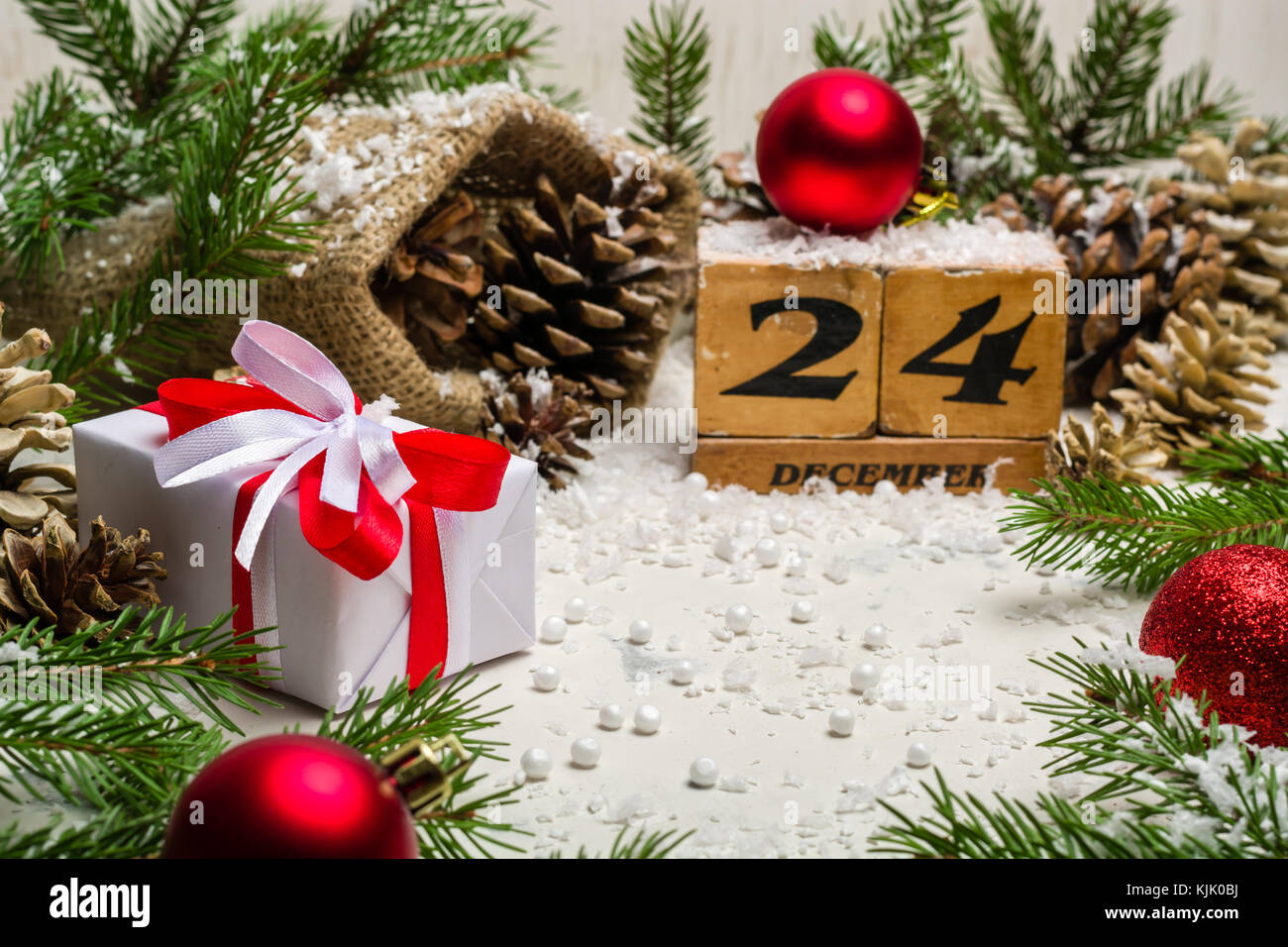 Eve, Christmas. December 24th. Winter time. Light blank for a postcard ...