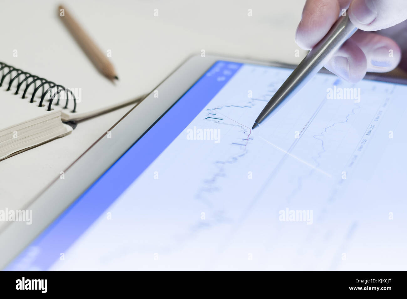 Luminous screen device with charts and quotations of the stock exchange ...