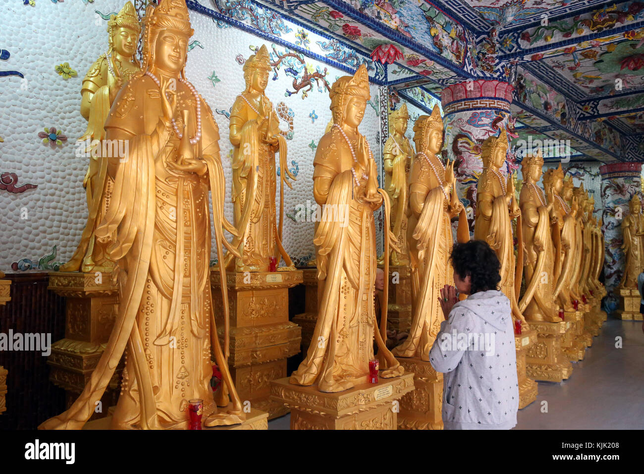 Linh Phuoc Buddhist Pagoda. Quan Am bodhisattva of compassion or ...