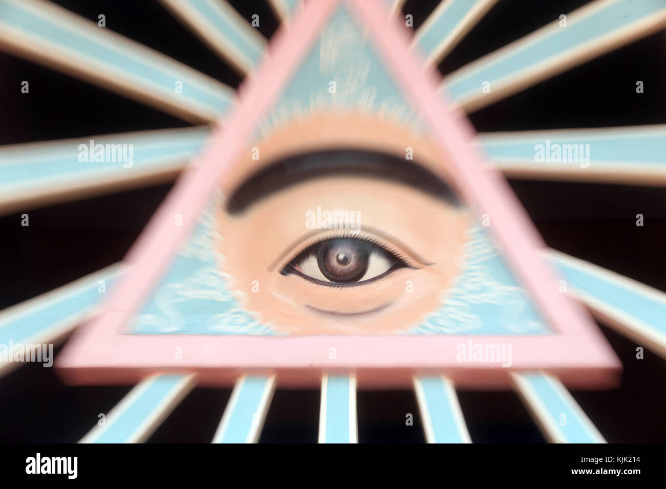 Cao Dai Holy See Temple. The Divine Eye, sacred symbol of caodaism ...