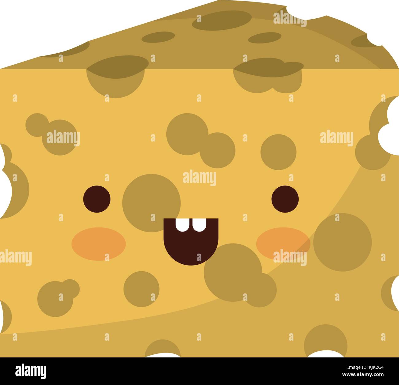 kawaii cheese slice in colorful silhouette on white background Stock ...