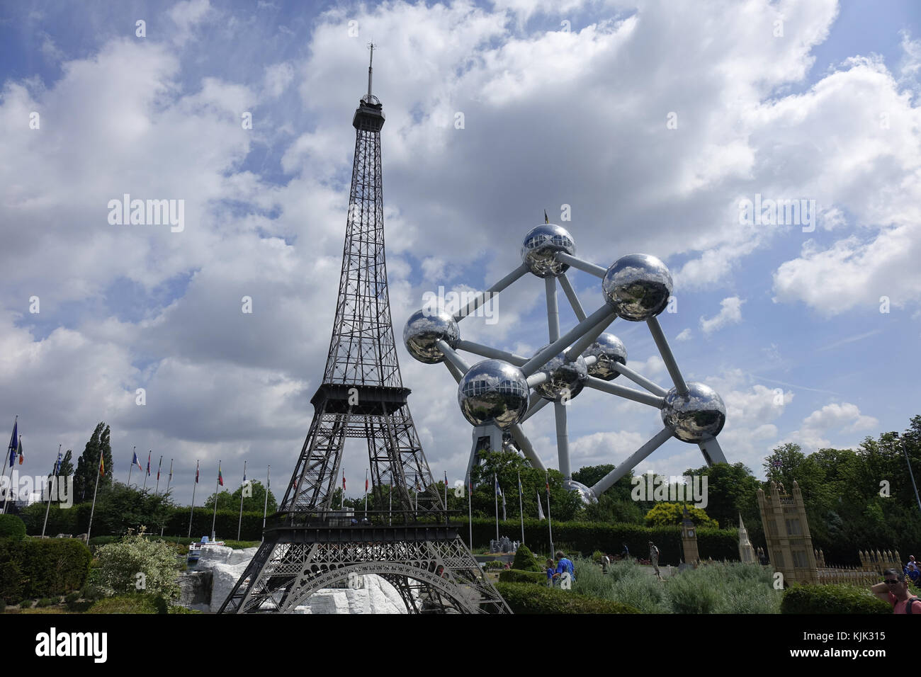 The exhibition site of Mini-Europe with a miniature of the Eiffel Tower ...