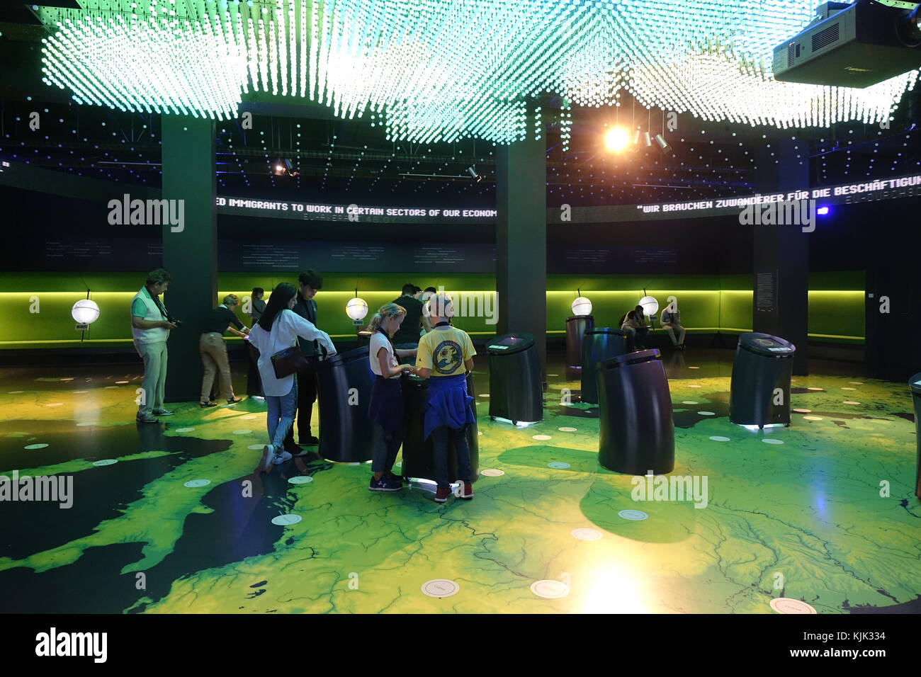 Visitors in the "United in Diversity" room in the Parlamentarium at the ...