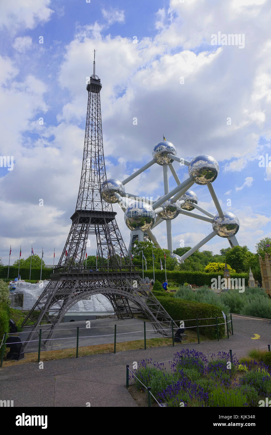 The exhibition site of Mini-Europe with a miniature of the Eiffel Tower ...