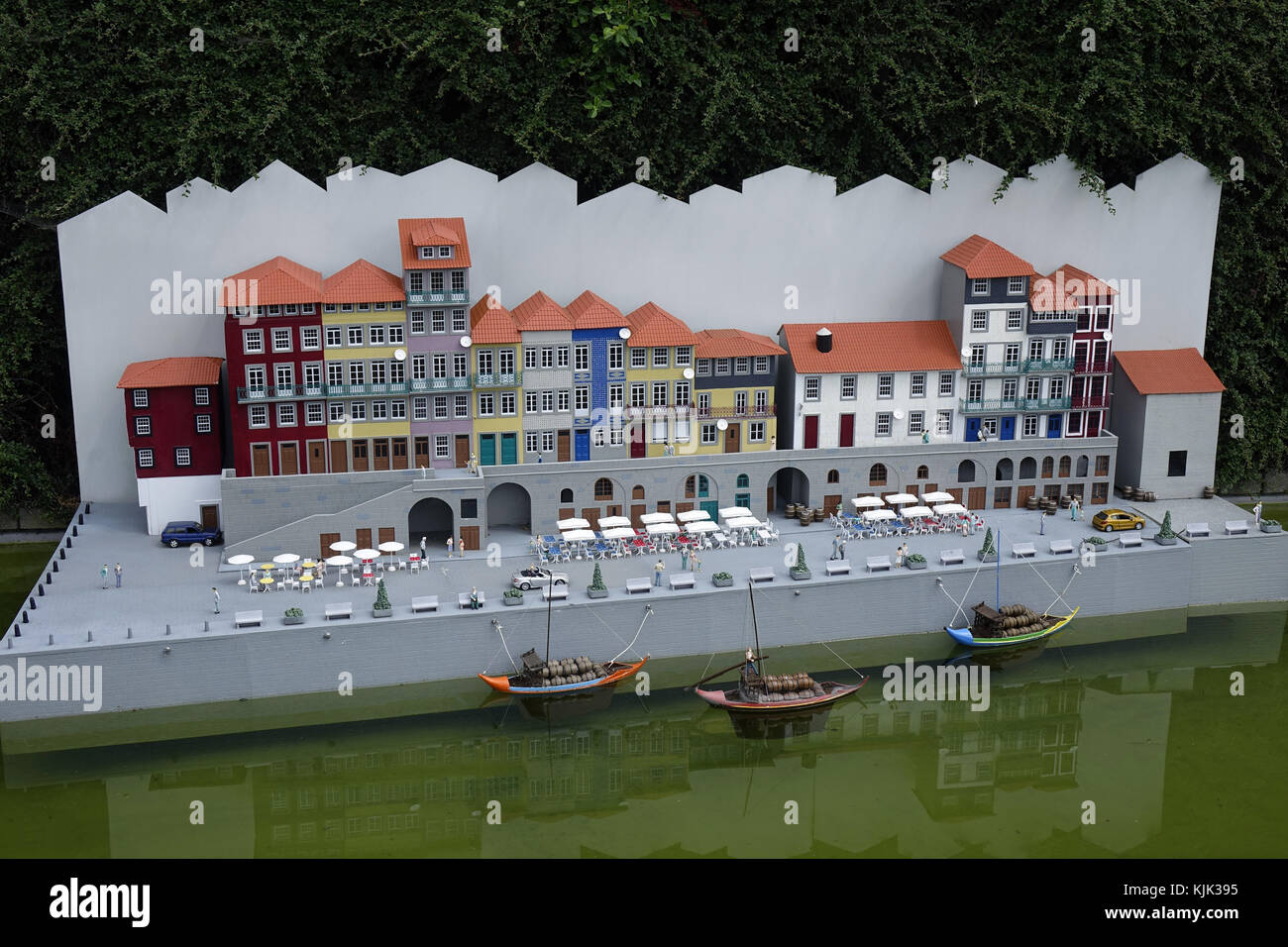 A miniature of the riverside promenade beside the river Douro in Porto ...