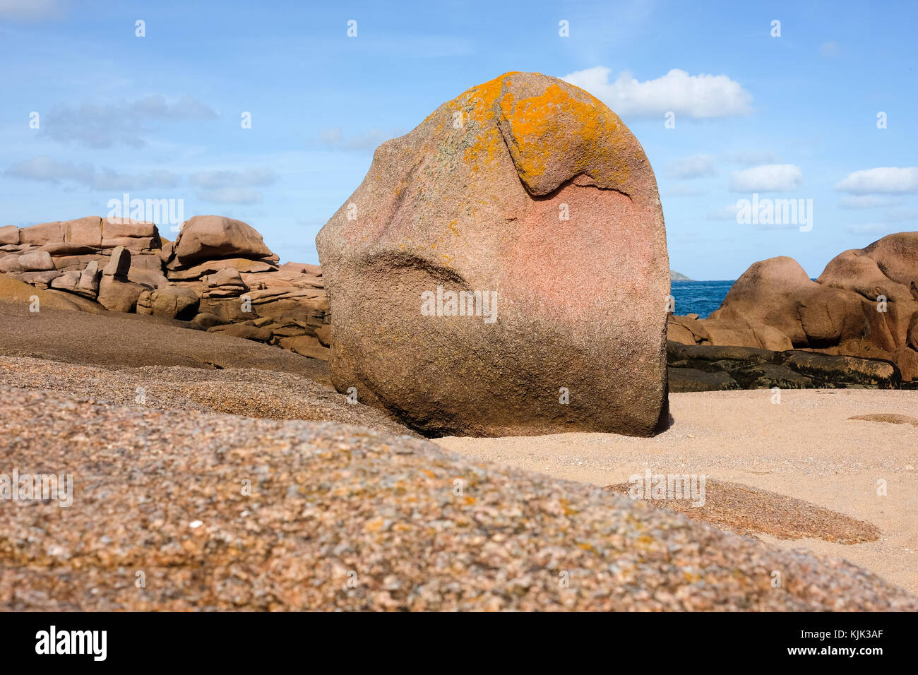 Oddly formed rocks at the pink granite coast in Tregastel (France) in ...