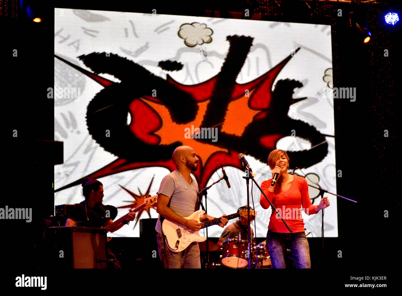 Singer Yousra El Gendy and guitarist Ezz Shahwan of the Egyptian band ...