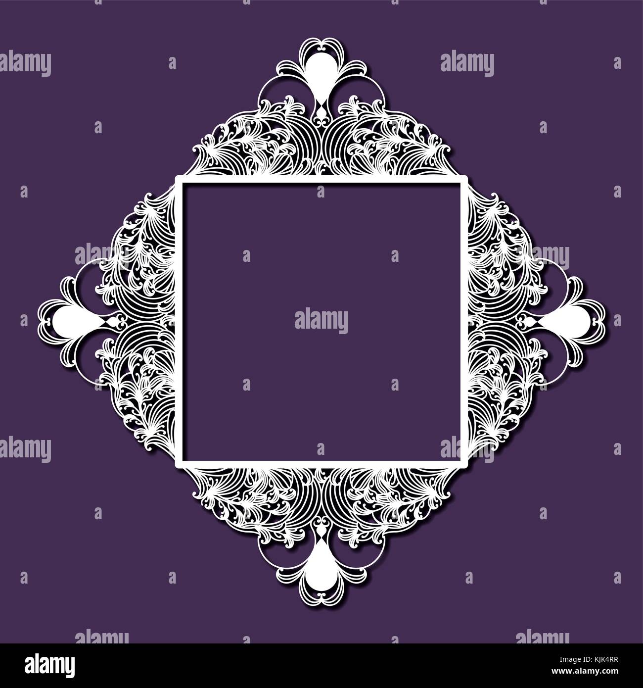 laser cutting decorative floral diamond with square inside in purple ...