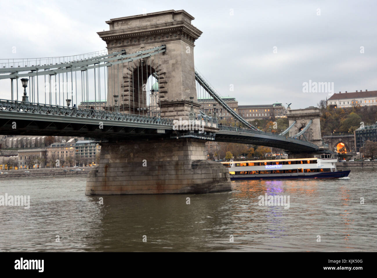 Europe, Hungary, Budapest - Chain Bridge The Széchenyi Chain Bridge is ...