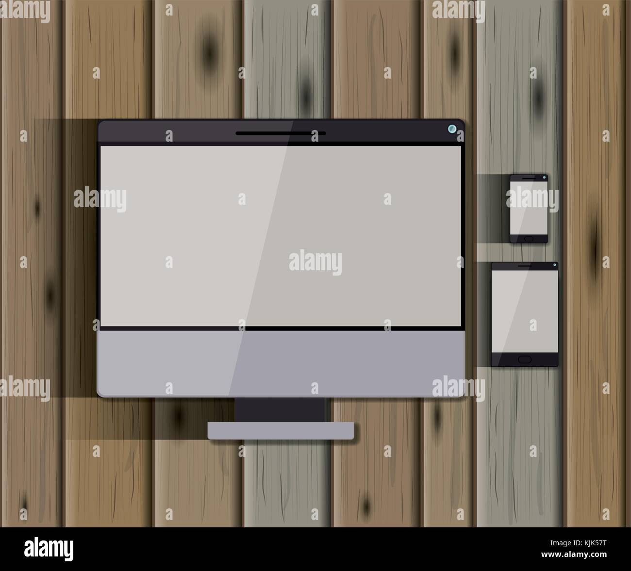 stationary templates with tech devices desktop computer and tablet pc ...