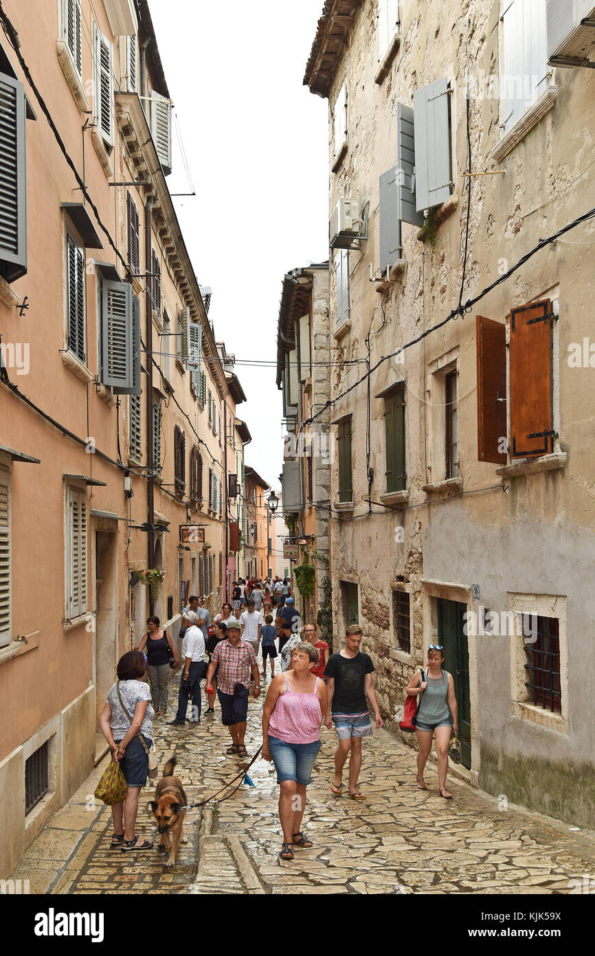 ROVINJ, CROATIA - AUGUST 28, 2017: Pedestrian zone in Rovinj, a ...
