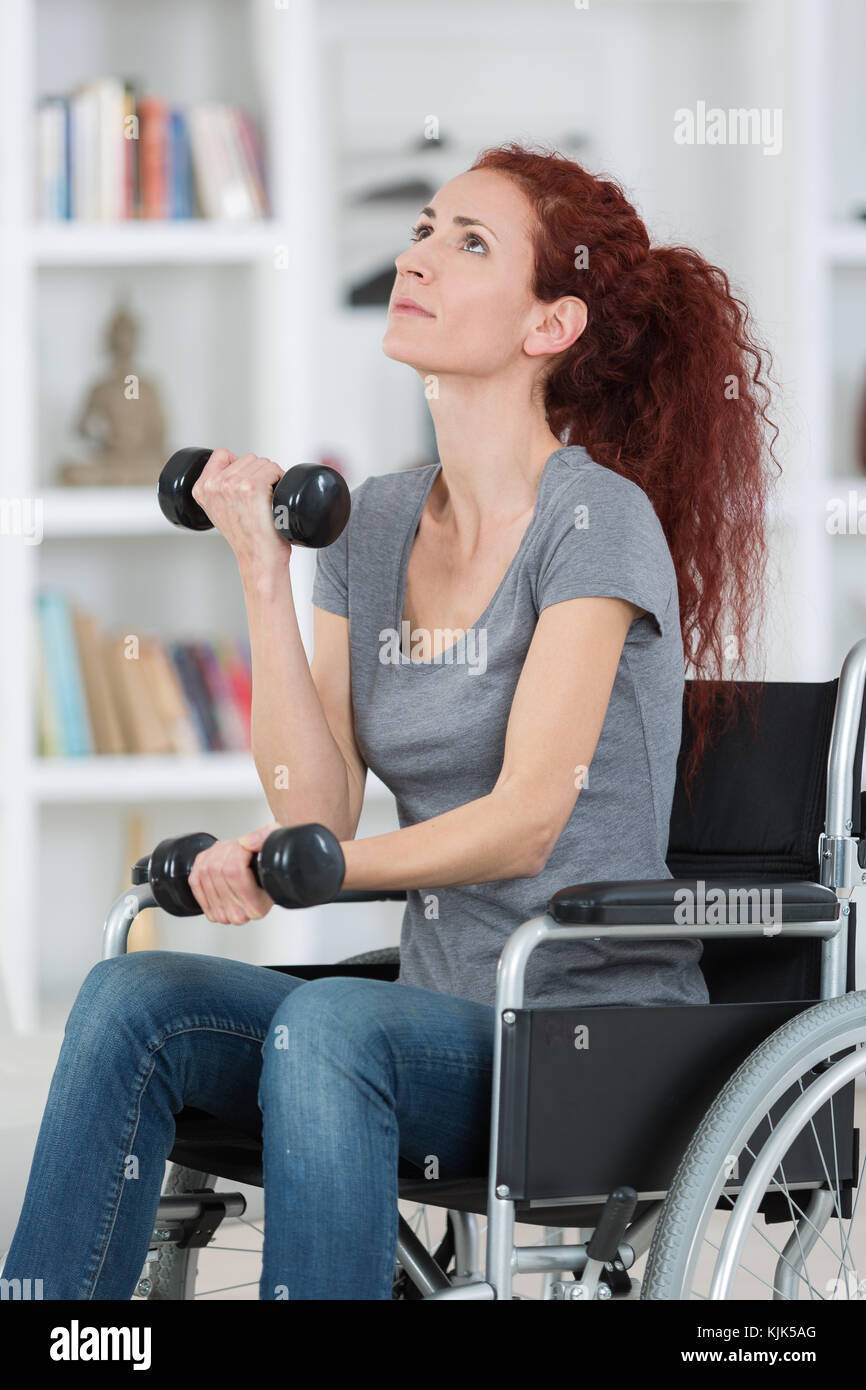 disabled woman exercising Stock Photo - Alamy