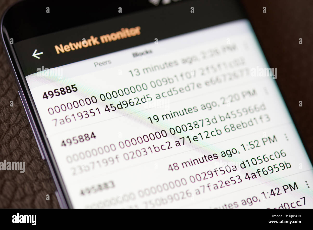 New york, USA - November 24, 2017: Bitcoins blockchain technology on ...