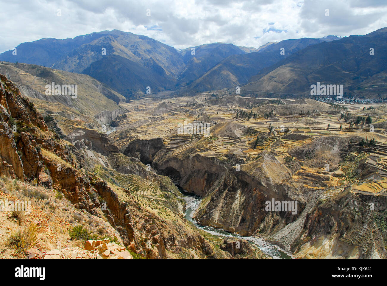 Colca Canyon, Peru, South America. The Incas built farming terraces ...