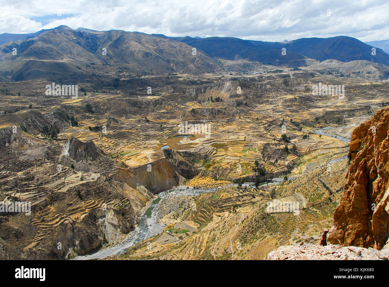 Colca Canyon, Peru, South America. The Incas built farming terraces ...