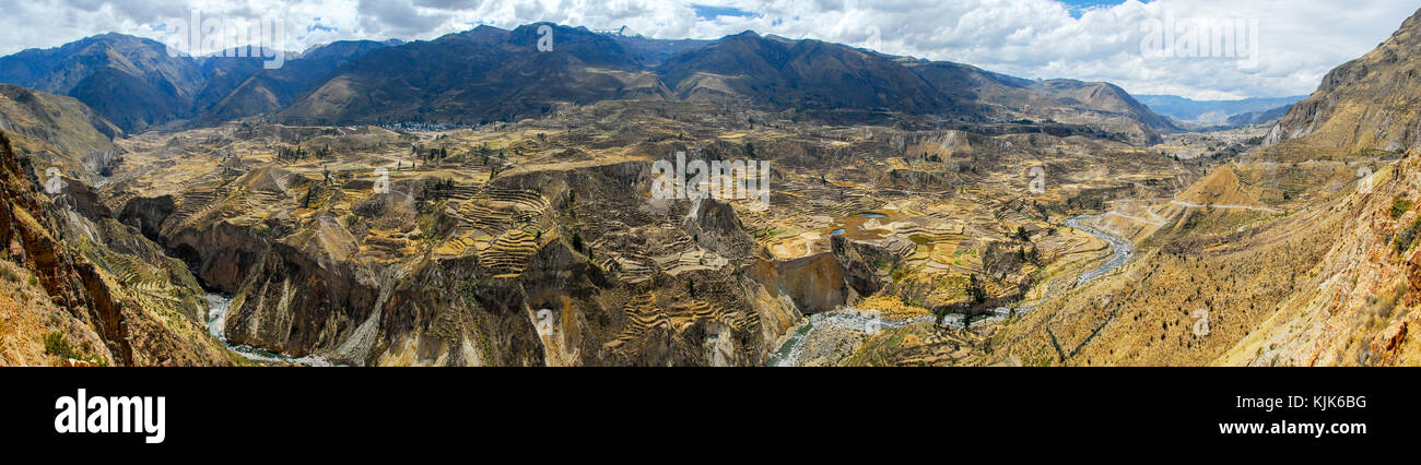 Panoramic view of Colca Canyon, Peru, South America. The Incas built ...