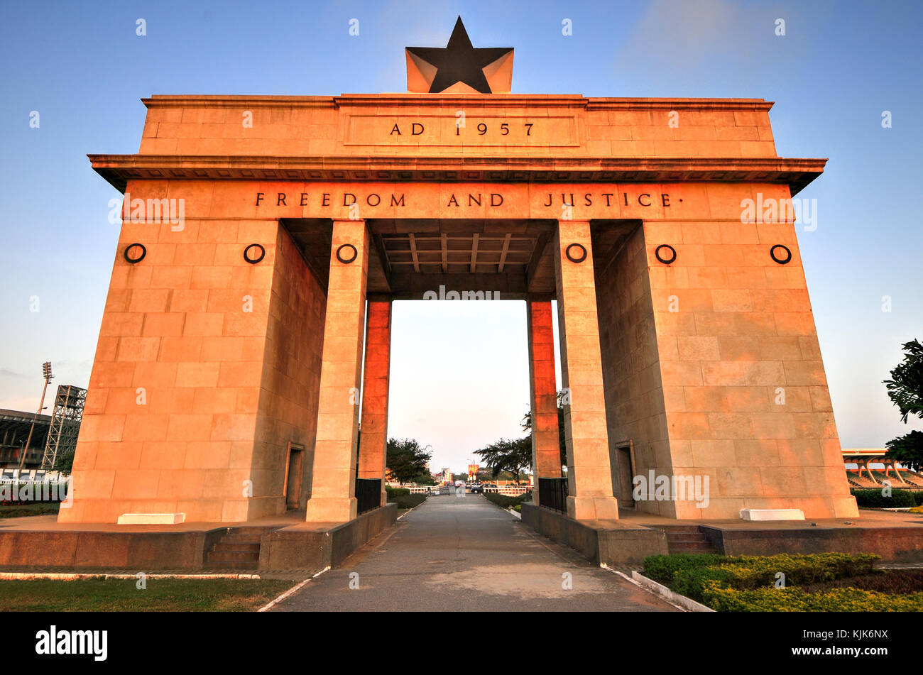 The Independence Arch of Independence Square of Accra, Ghana at sunset ...