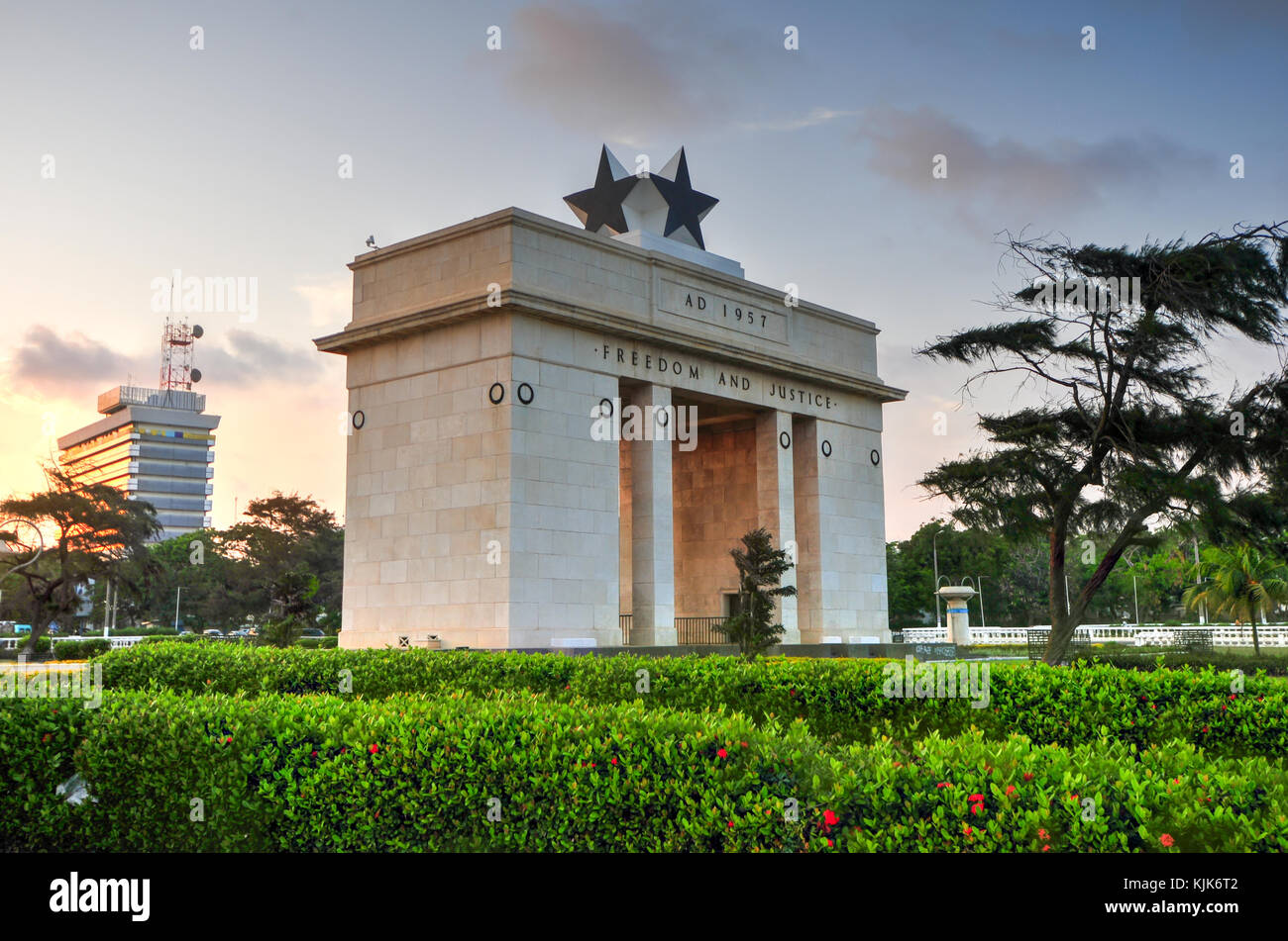 The Independence Arch of Independence Square of Accra, Ghana at sunset ...