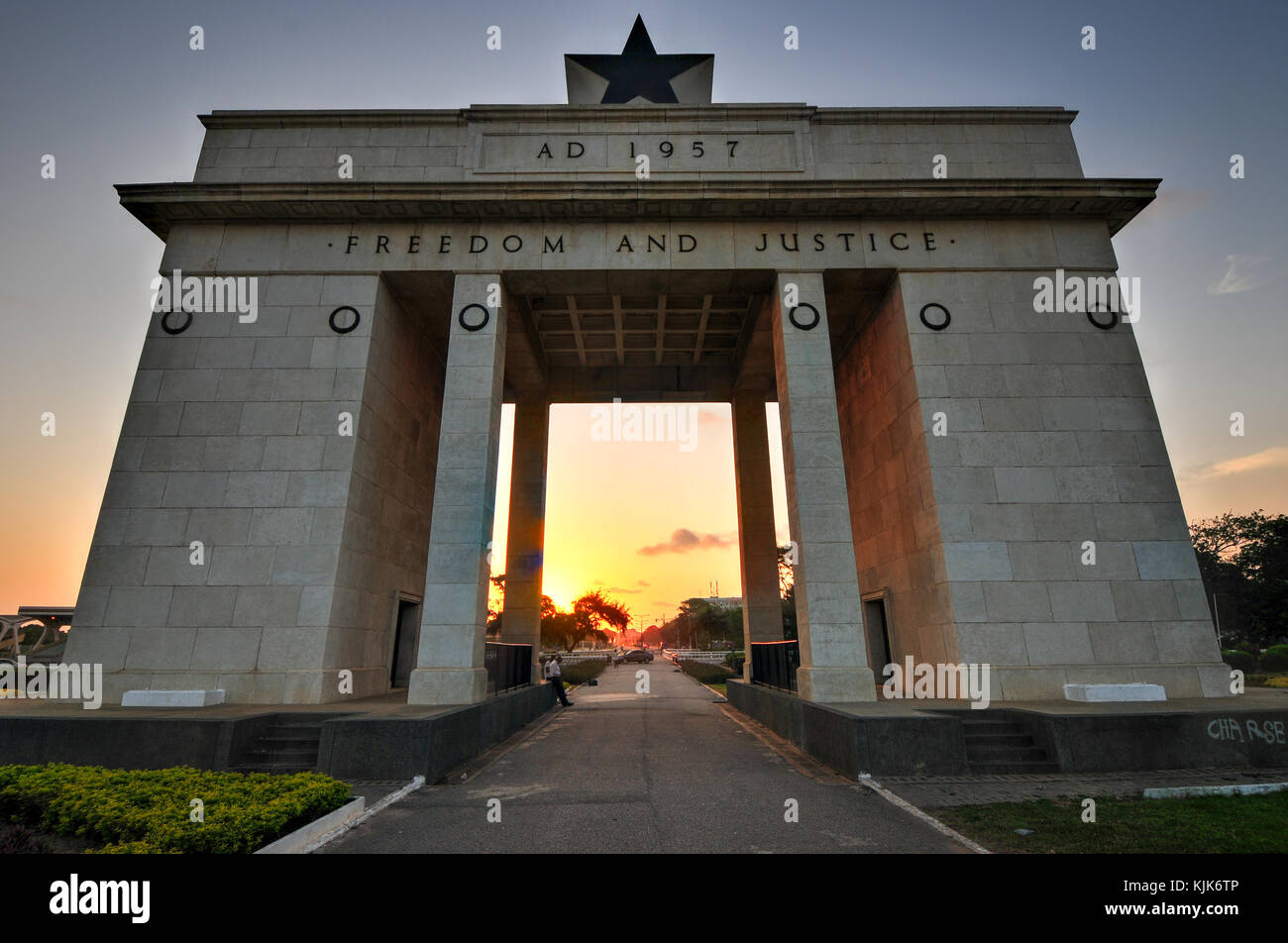 The Independence Arch of Independence Square of Accra, Ghana at sunset ...