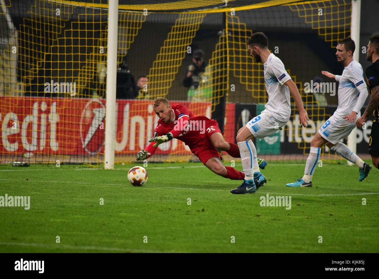 Athens, Greece. 23rd Nov, 2017. Goalkeeper of Rijeka Andrej Prskalo (no ...