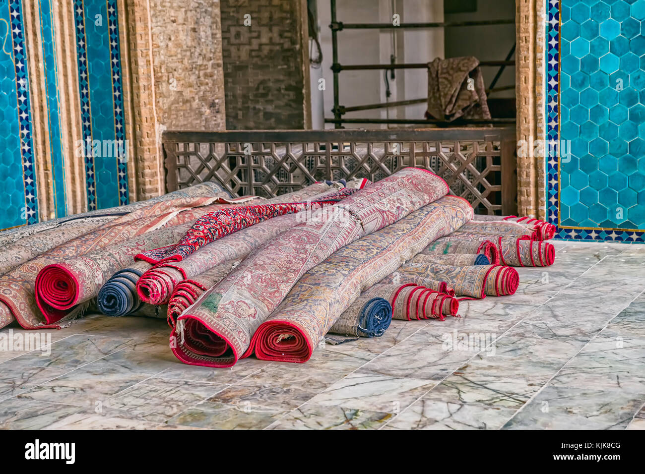 Prayer carpets of the Yame mosque Stock Photo - Alamy